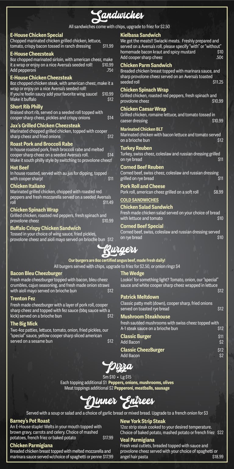 Menu - Eddington House